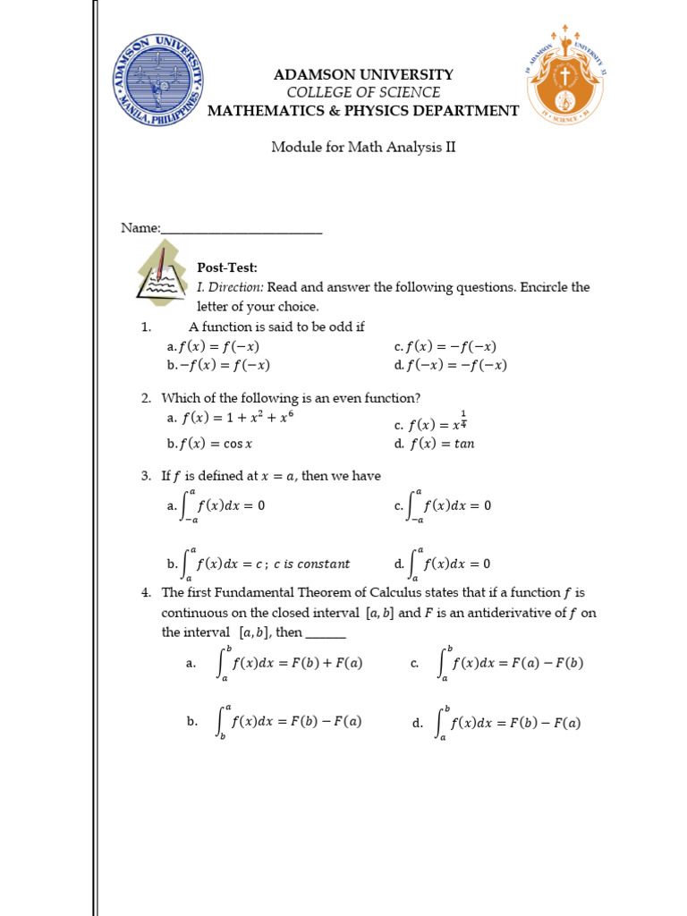 Module 7 (Assessment) | PDF | Function (Mathematics) | Calculus