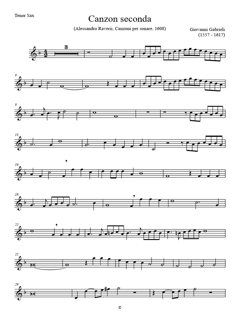 Canzon Seconda - Sax Tenore | PDF