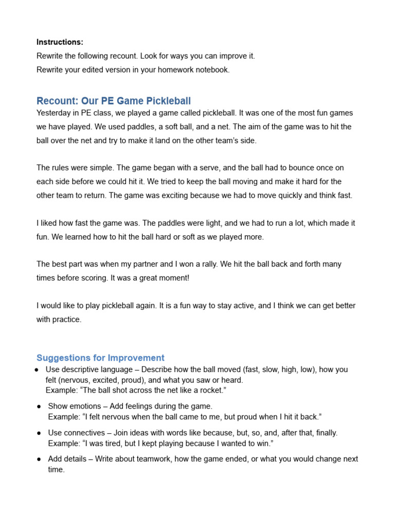 Recount Pickleball Simplified With Instructions | PDF