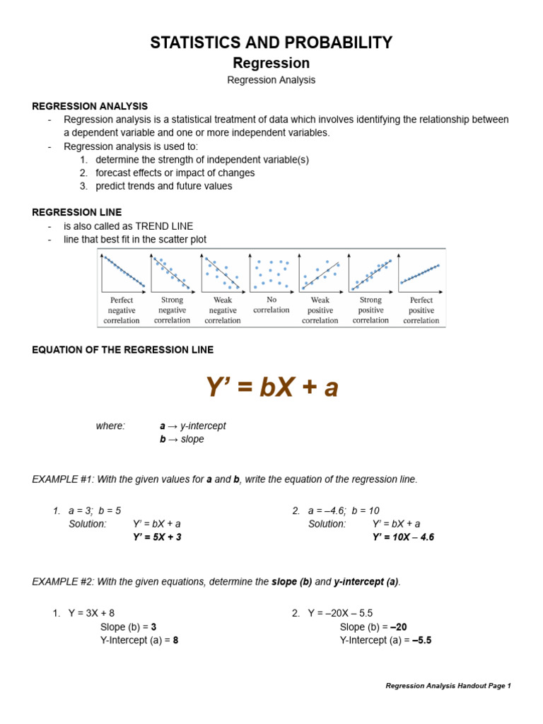 Statprob Handout Regression Analysis | PDF | Regression Analysis ...