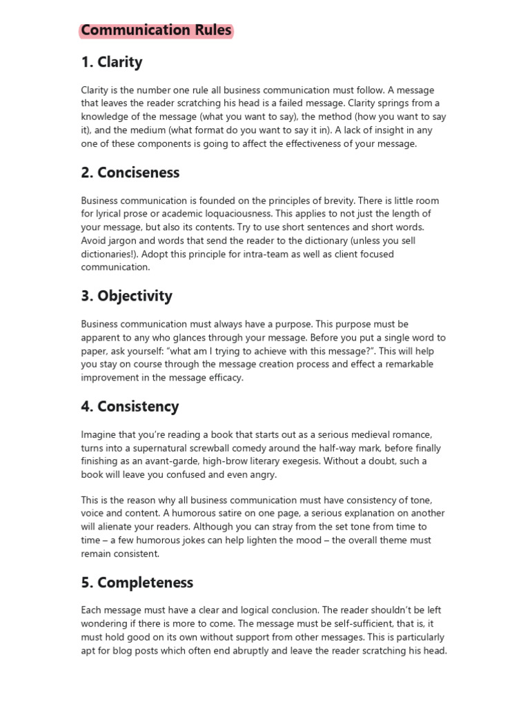 Essential Business Communication Rules | PDF | Communication | Human ...