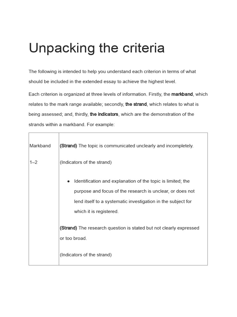 Extended Essay Criteria Explained | PDF | Essays | Knowledge