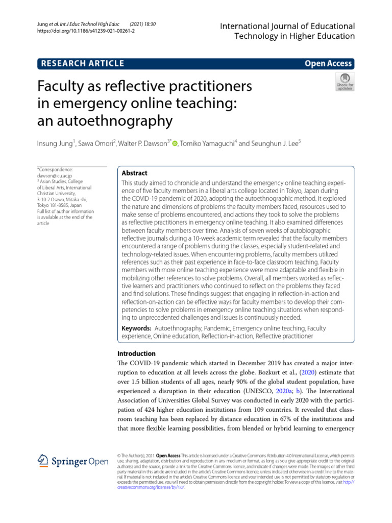 Faculty Reflections on Emergency Online Teaching | PDF | Educational ...