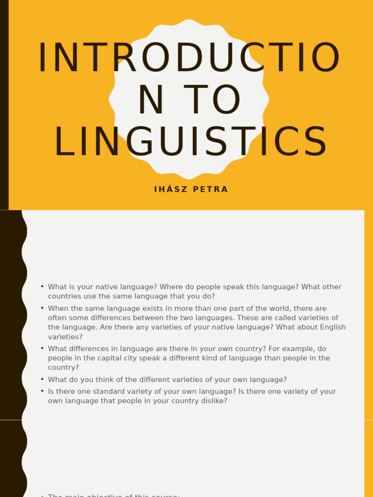 Introduction to Linguistics Overview | PDF | Linguistics | Word