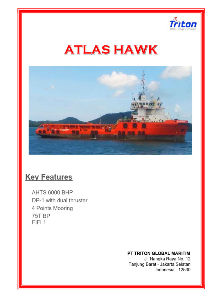 AHTS 6000 BHP Vessel Specifications | PDF | Anchor | Ships
