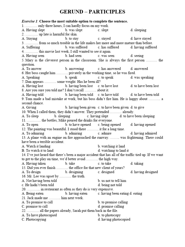 Exercise 2 - Gerund - Participles | PDF