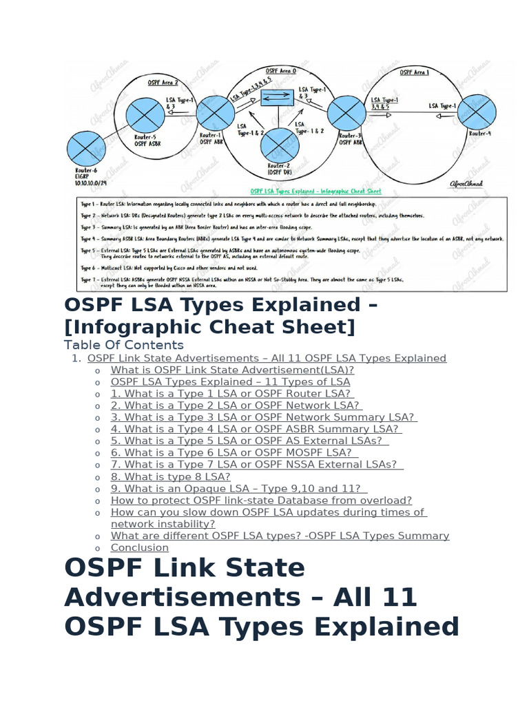 OSPF LSA Types Explained | PDF | Networks | Networking Standards