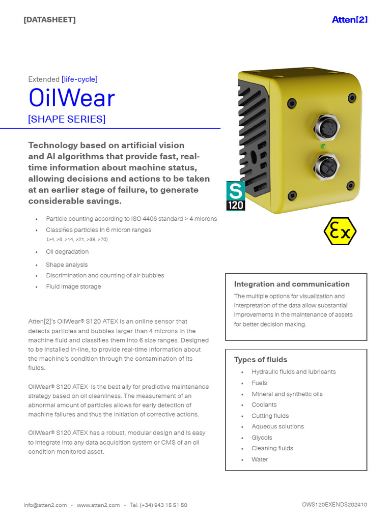 OilWear® S120 ATEX Sensor Datasheet | PDF | Mechanical Engineering