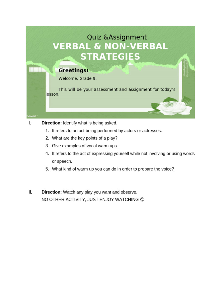 Verbal Non Verbal Strategies | PDF