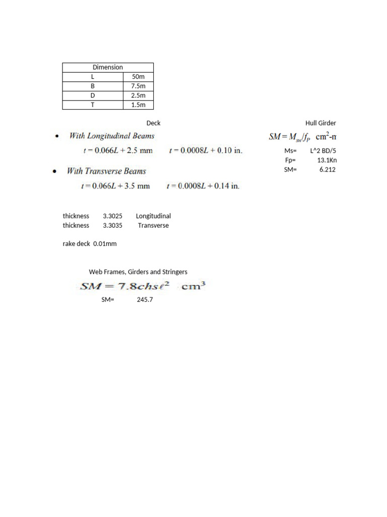Hull Girder Dimensions and Specifications | PDF
