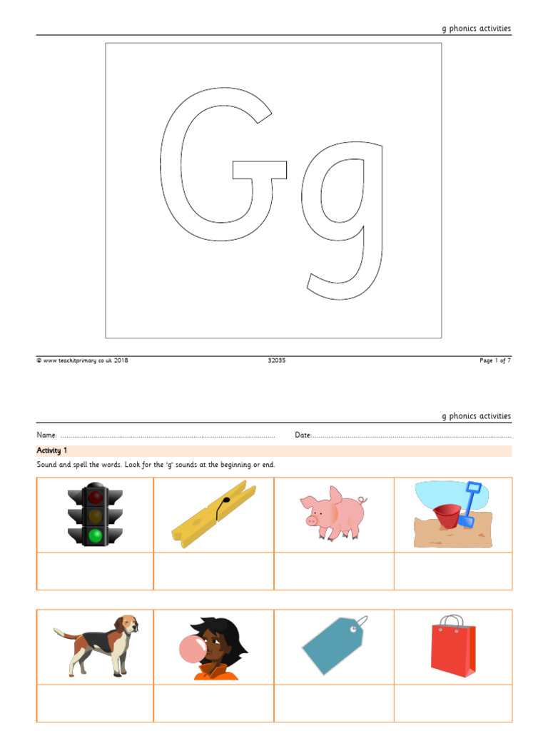 G Phonics Activities | PDF | Phonics | Language Acquisition