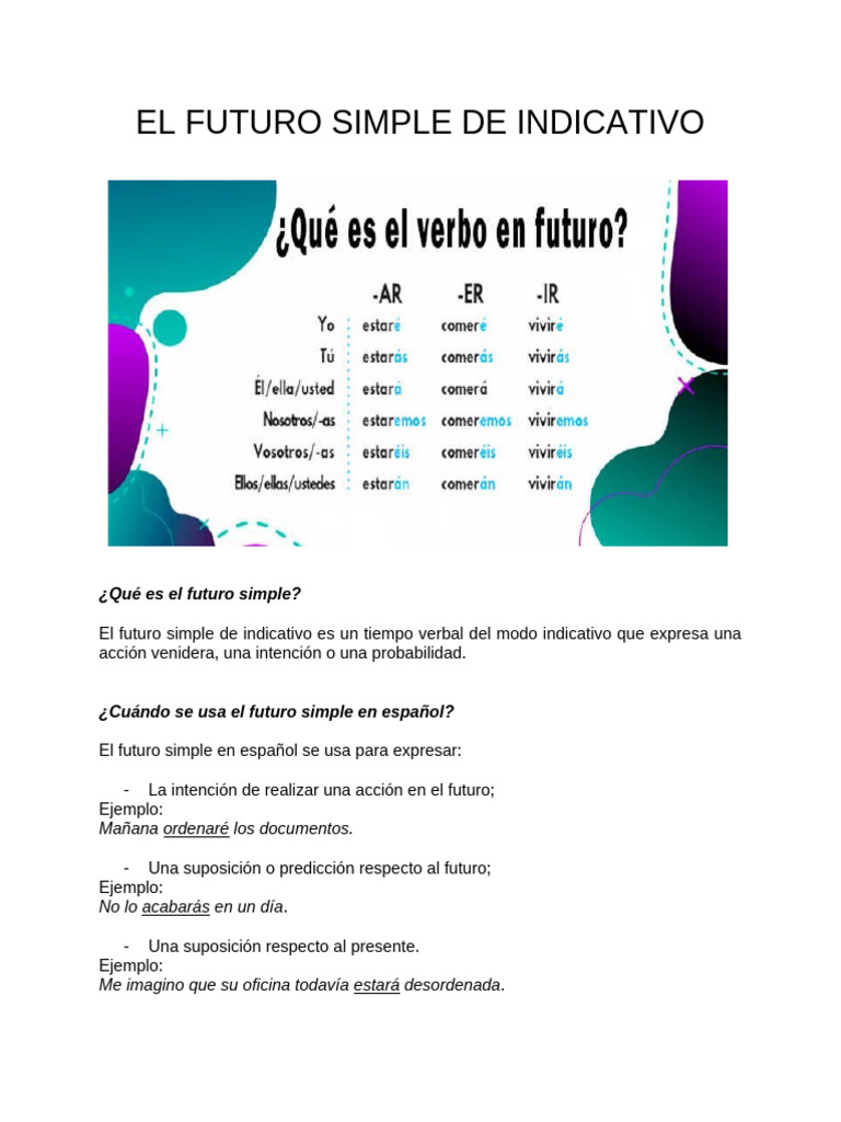 El Futuro Simple de Indicativo | PDF