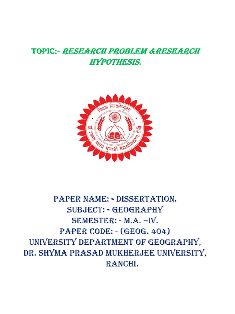 Research Problem & Research Hypothesis | PDF