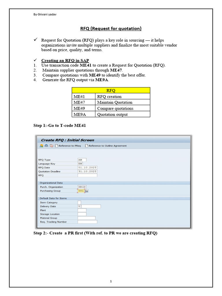 SAP RFQ Creation and Management Guide | PDF