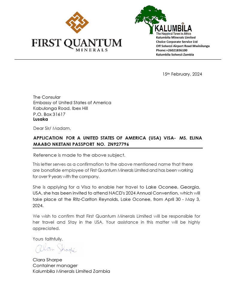 Company Letter Elina Maabo Nketani | PDF