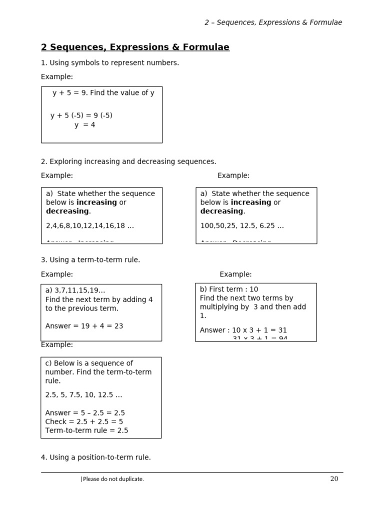 02 Sequences, Expressions & Formulae | PDF | Sequence | Function (Mathematics)