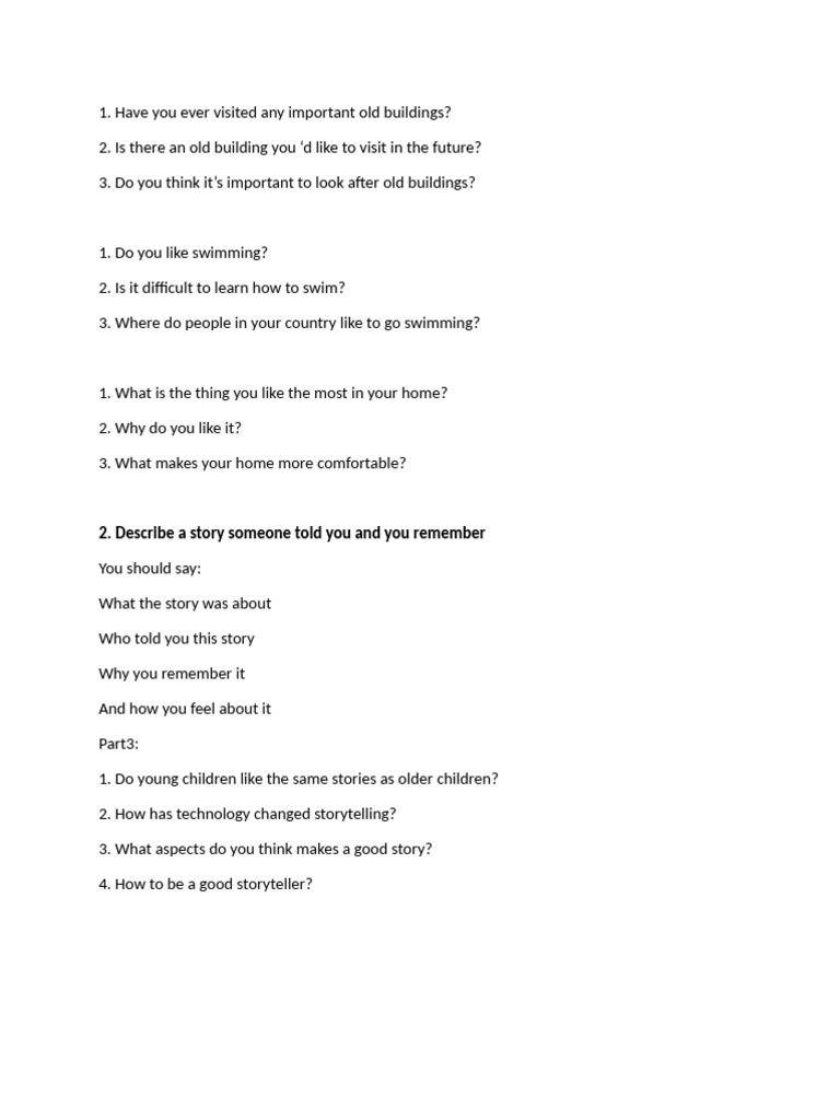 Describe A Story Someone Told You and You Remember | PDF