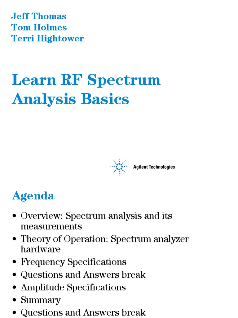 RF Spectrum Analysis Basics Guide | PDF | Bandwidth (Signal Processing) | Spectral Density