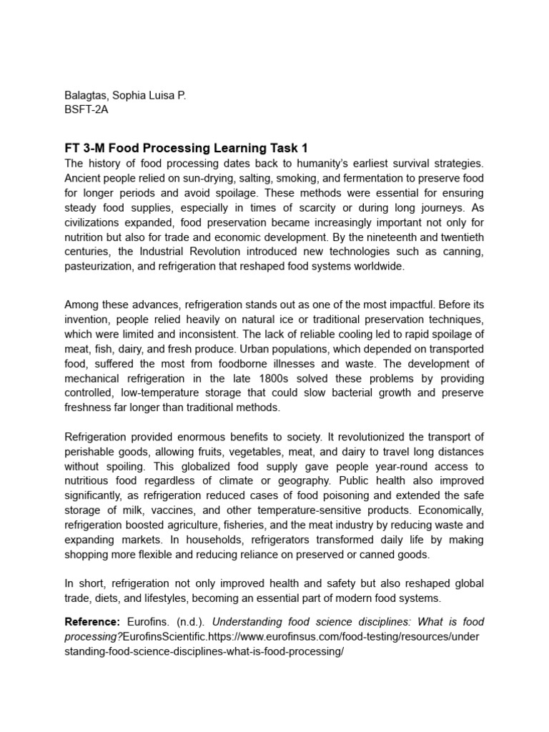 History of Food Processing Refrigeration | PDF | Refrigeration | Food ...