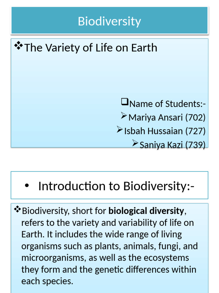 Biodiversity Presentation | PDF | Biodiversity | Conservation Biology