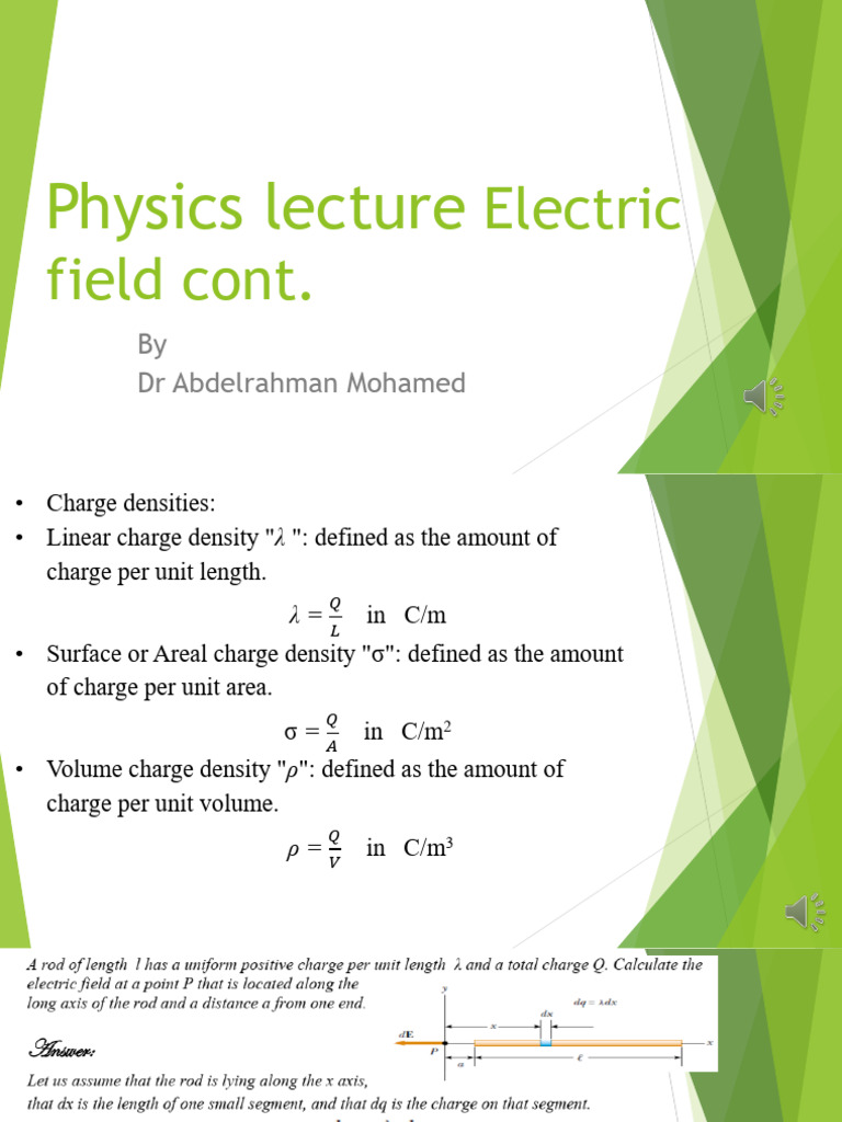 Physics Lect Electric Field Cont | PDF | Electric Charge | Density