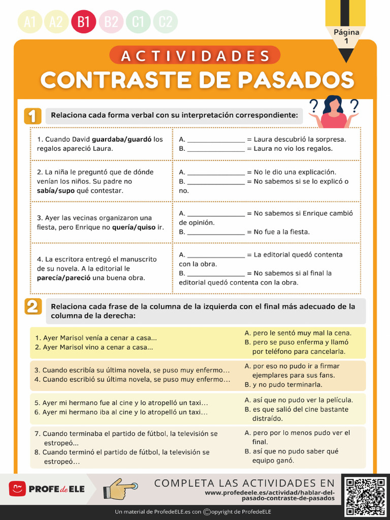 Cuaderno de Actividades - Contraste de Pasados (v.2.0) | PDF