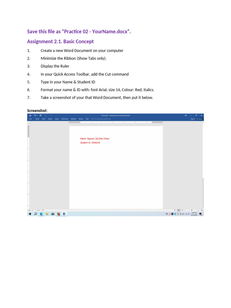 Word Document Formatting Assignment Guide | PDF