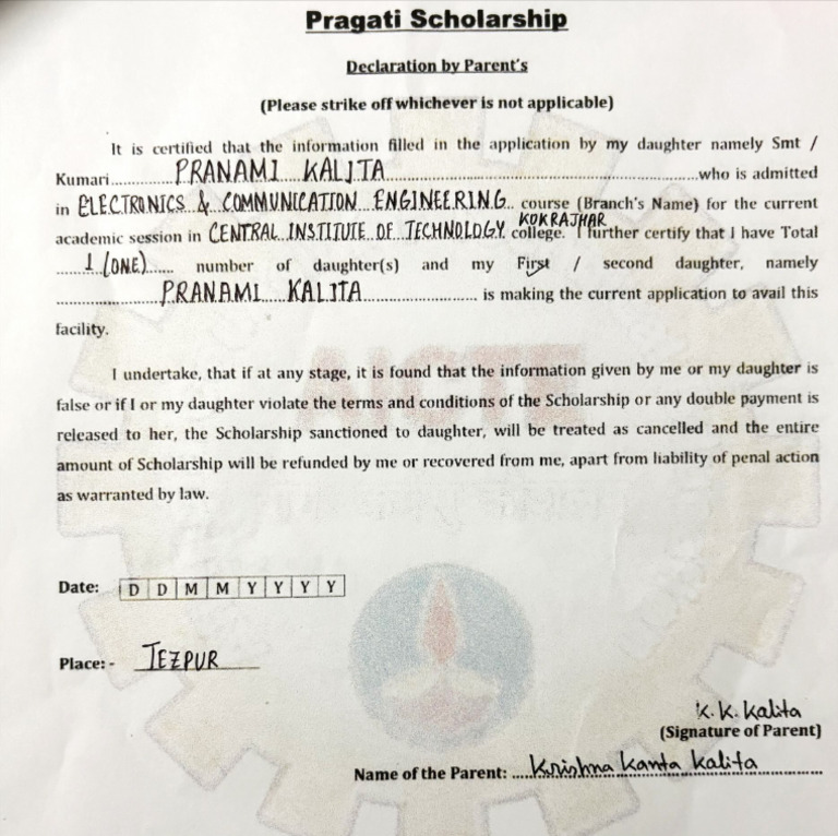Parents Declaration | PDF