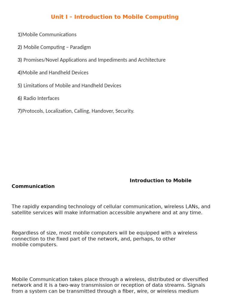 MC UNIT-1-Introduction To Mobile Computing-1 | PDF | Computer ...