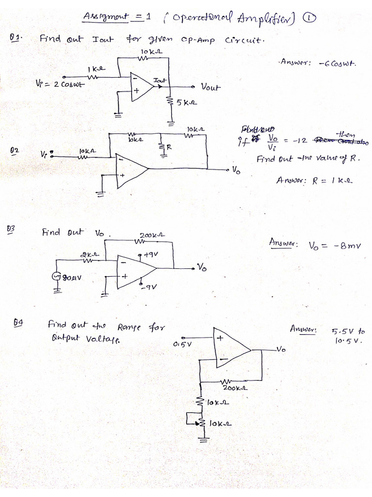 Unit.3 Op-Amp, Numerical Sheet | PDF