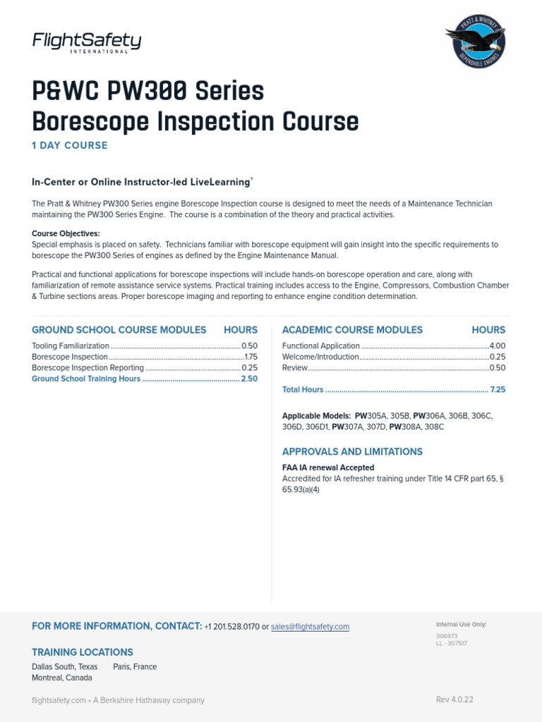 PW300 Series Borescope Inspection Course | PDF