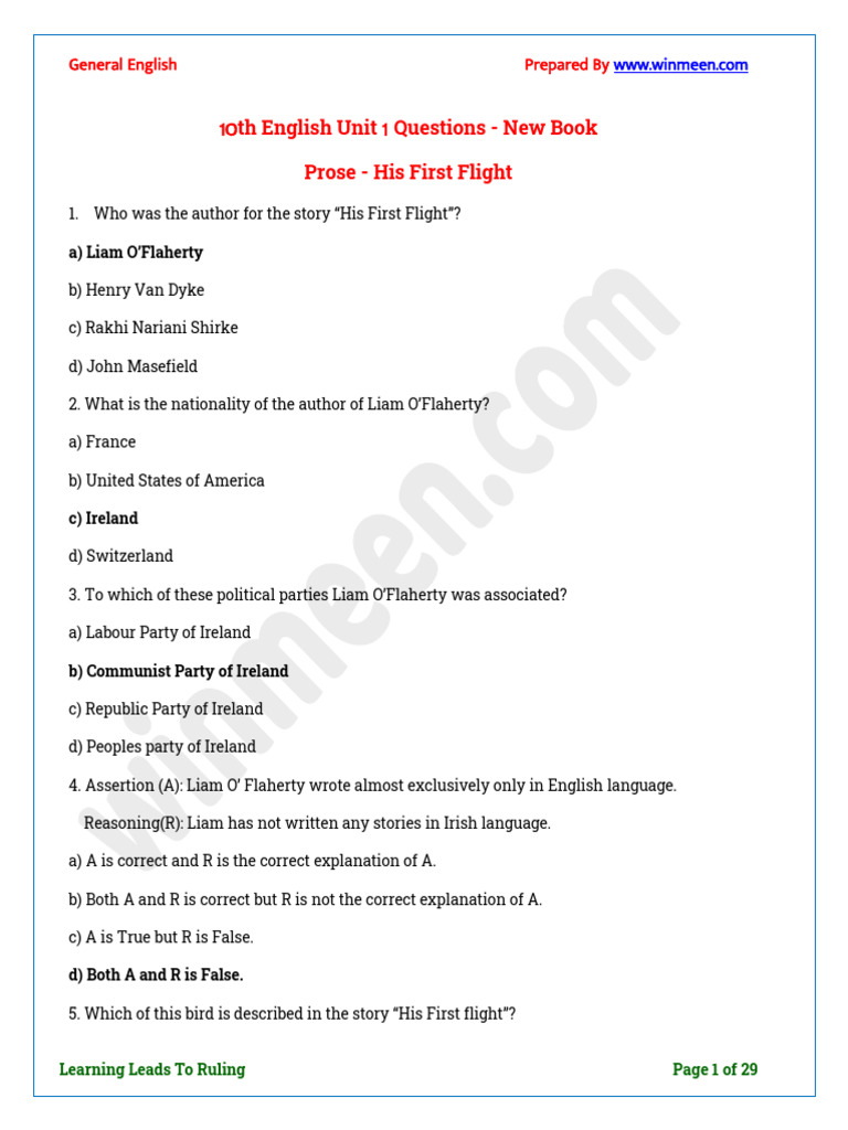 10th English Unit 1 Questions New Book | PDF | The Tempest