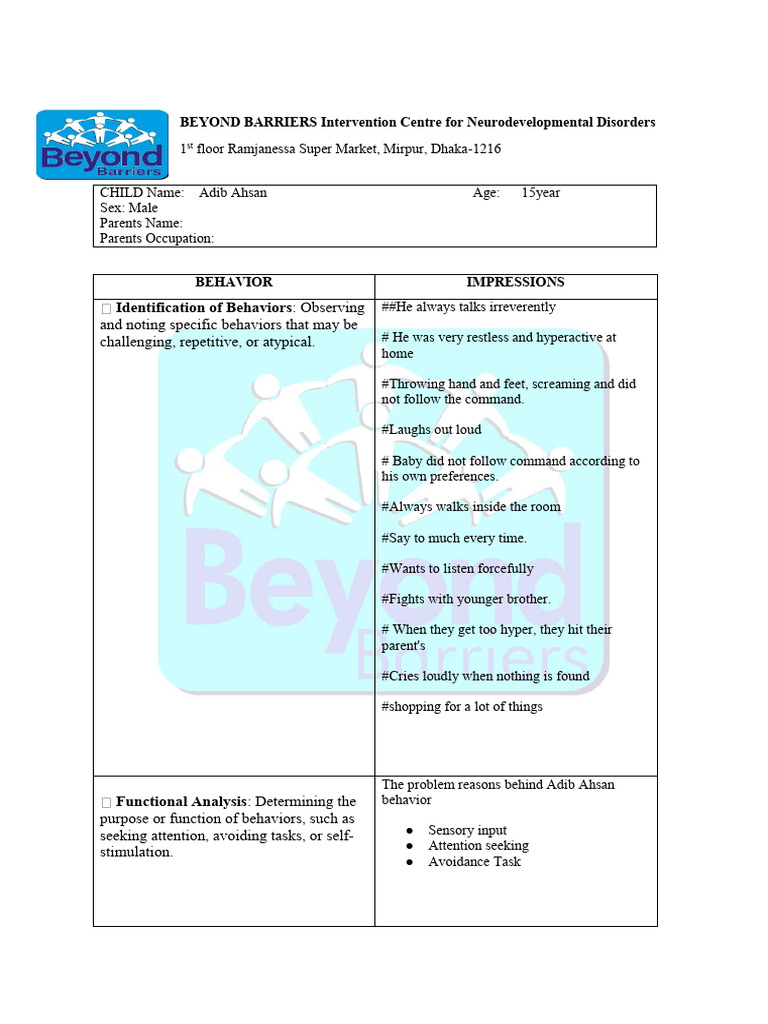 Adeeb Observation Report | PDF | Attention | Mental Processes