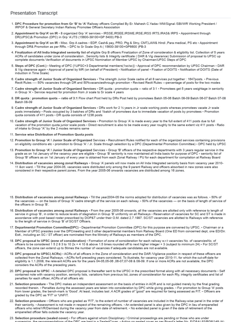 Railway Group A Promotion Process Guide | PDF | Government Of India ...