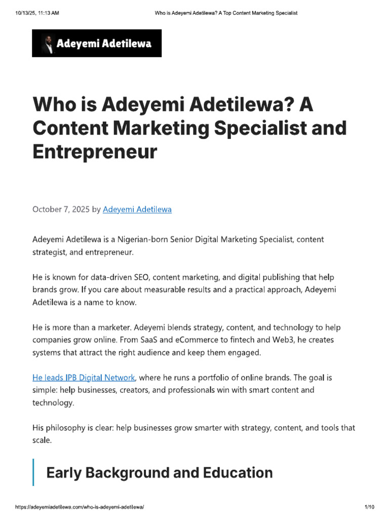 Who Is Adeyemi Adetilewa? | PDF