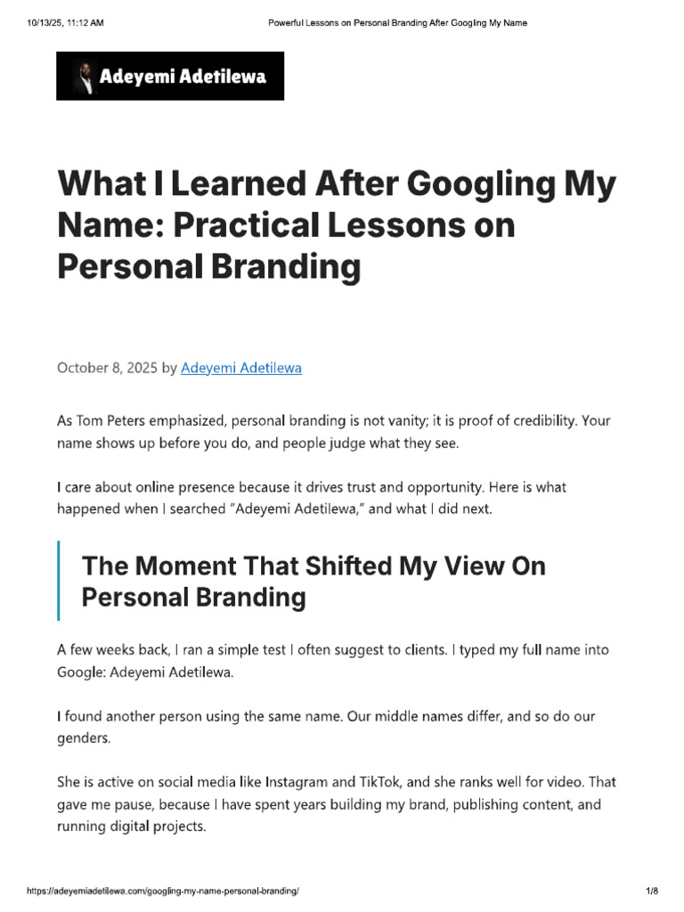 Powerful Lessons On Personal Branding | PDF