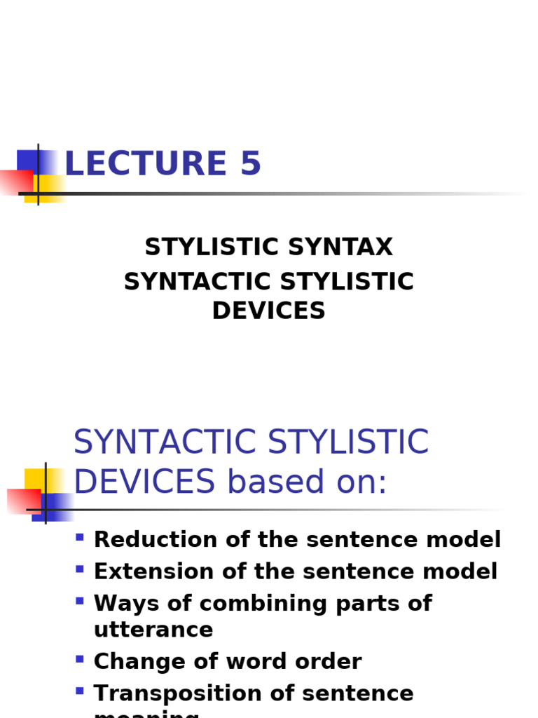 Lecture5 New Stylistics | PDF | Sentence (Linguistics) | Question