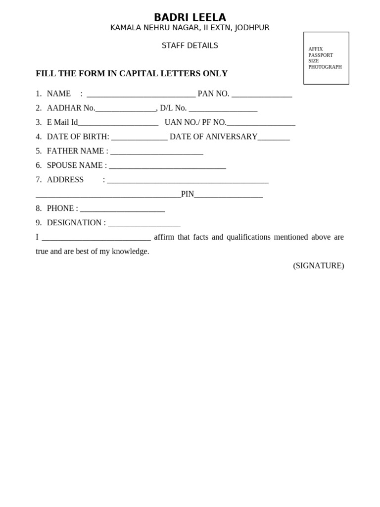 Staff Bio Data | PDF