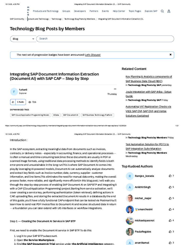 Integrating SAP Document Information Extraction (D... - SAP Community ...