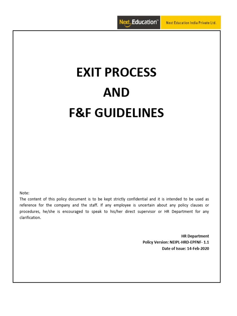 Exit Process and F&F Guidelines | PDF | Employment | Payroll