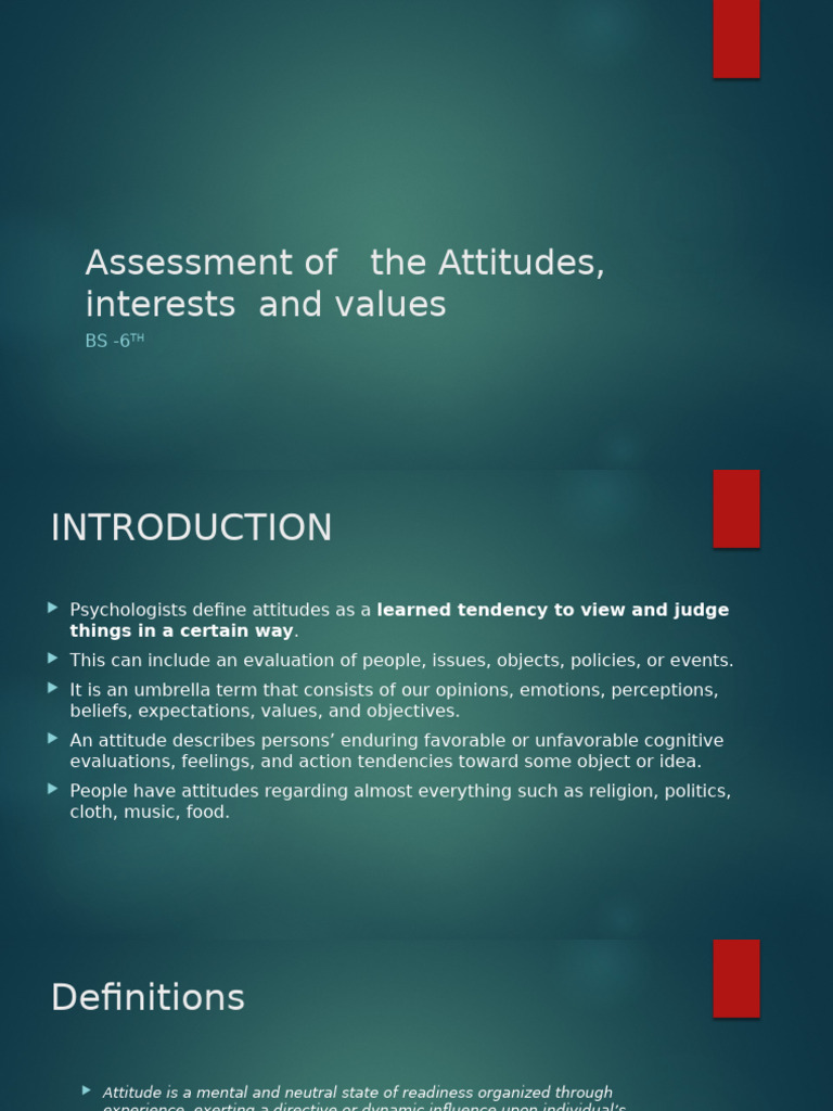 Assessment of Attitudes, Interest and Values | PDF | Level Of ...