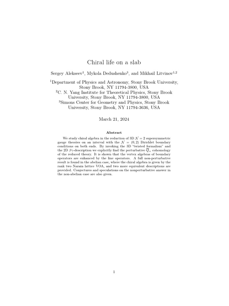 Chiral Life On A Slab | PDF | Abstract Algebra | Algebra