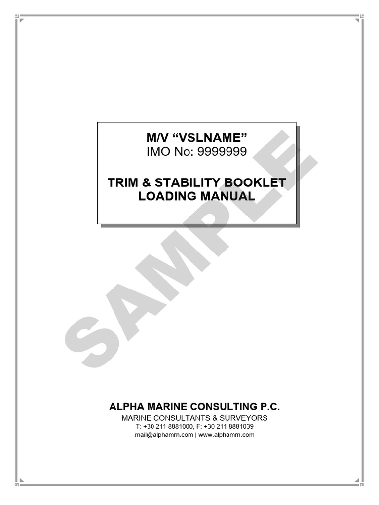 Trim Stability Booklet Loading Manual Sample | PDF | Ships | Watercraft