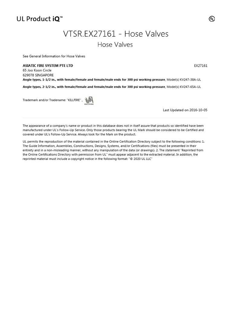 Hose Valves - UL | PDF