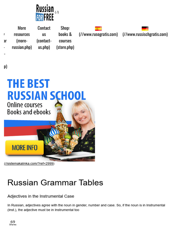 Instrumental Case Adjectives in Russian | PDF | Grammatical Gender | Noun
