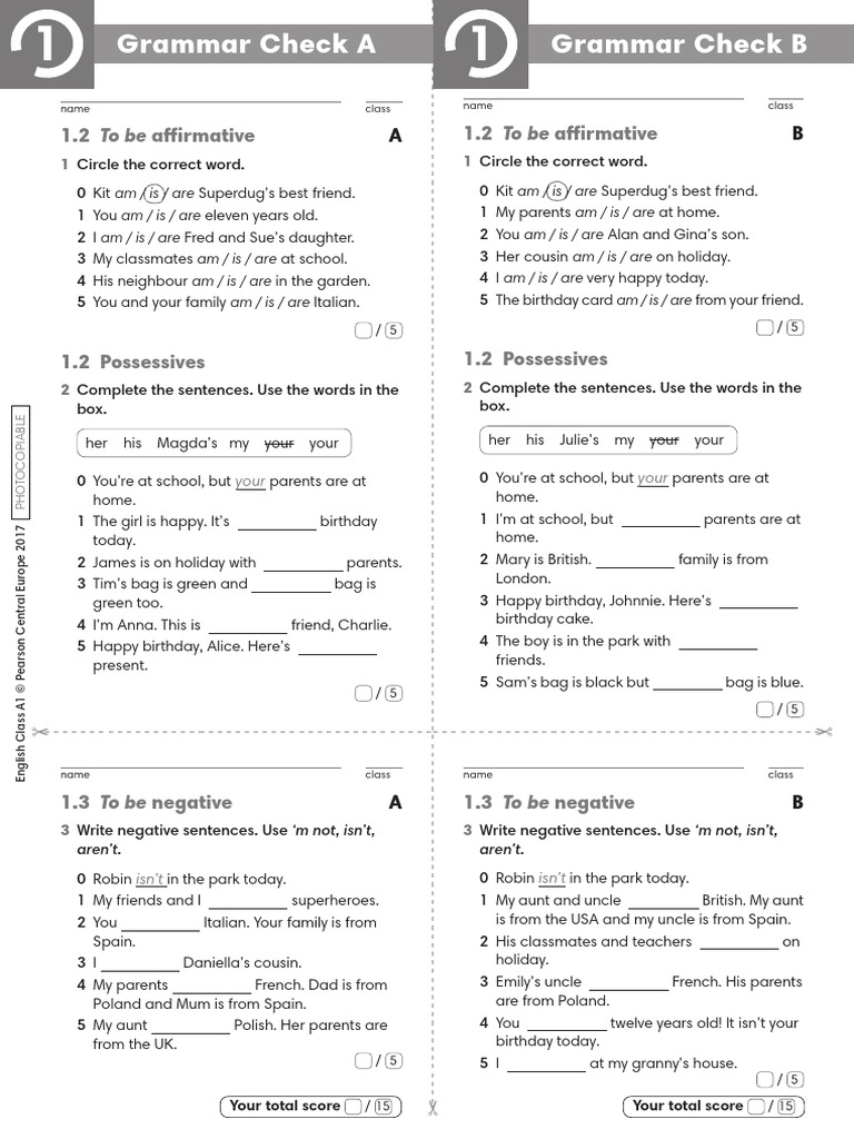 ECA1 Tests Grammar Check 1 AB | PDF