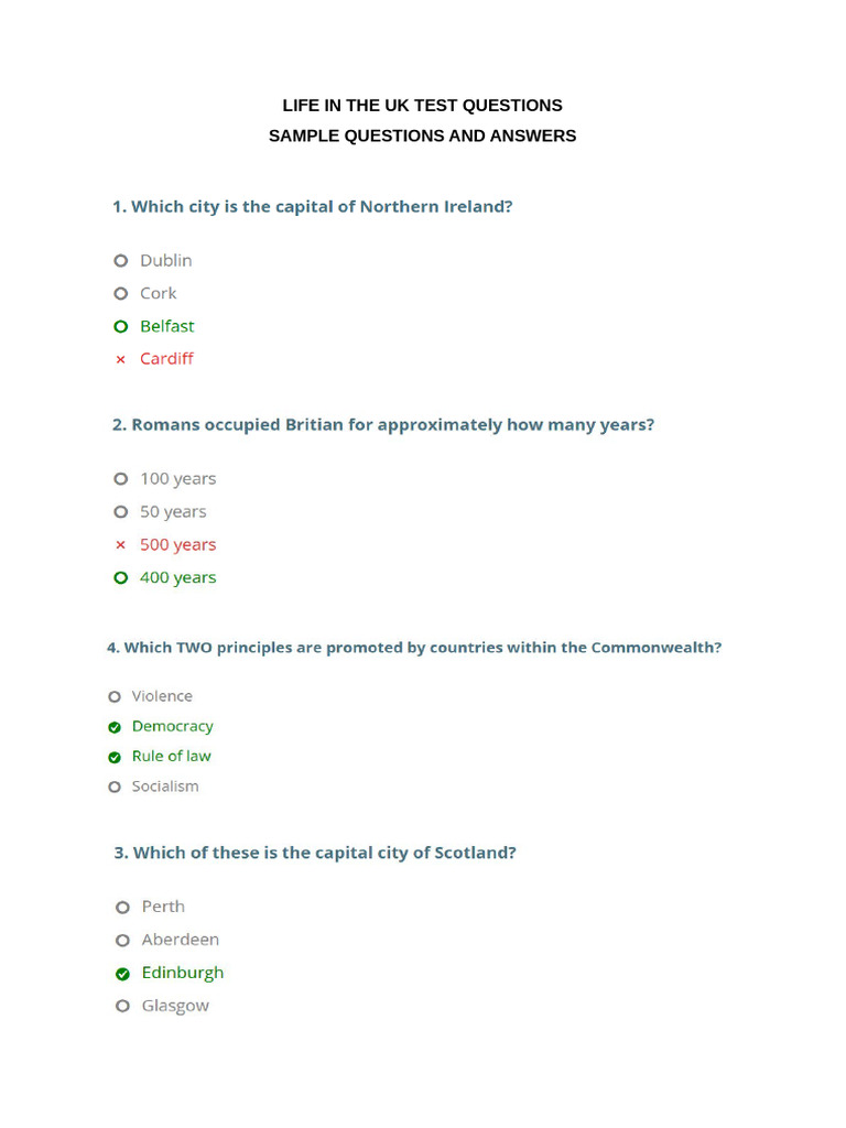 UK Test Sample Questions & Answers | PDF