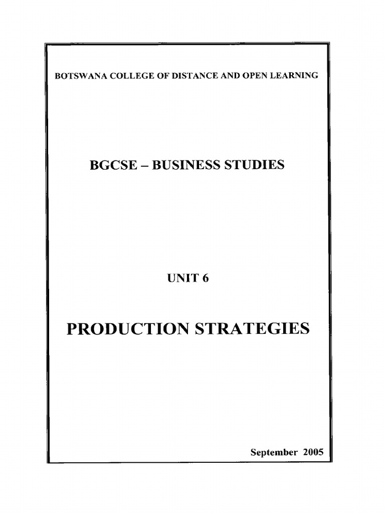 Bgcse Business Studies 6 | PDF | Lean Manufacturing | Labour Economics
