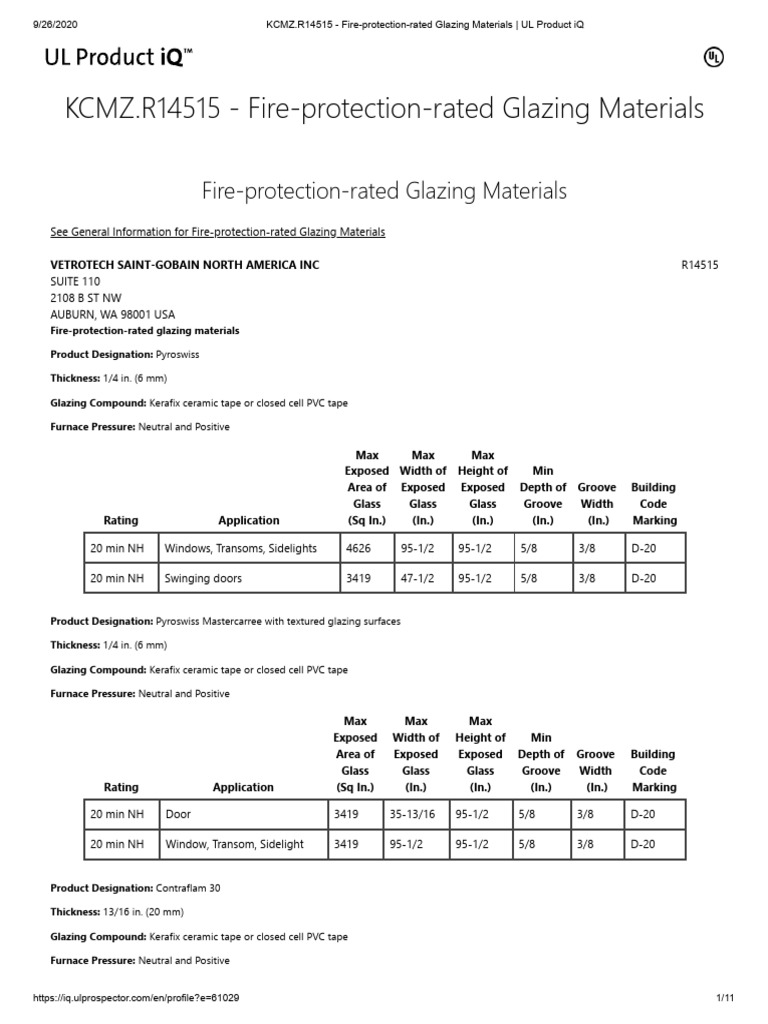 Fire-Protection Glazing Materials Guide | PDF | Window | Door