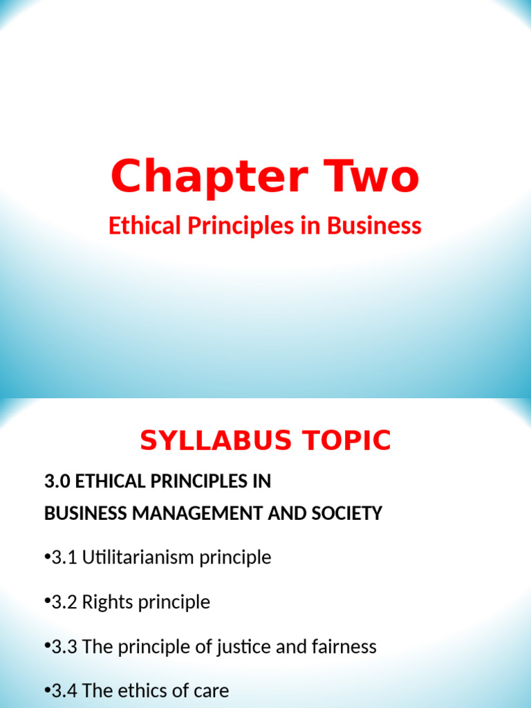 Chapter 2 Ethical Principles in Business Part 1 | PDF | Utilitarianism ...